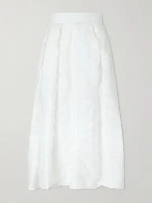Thierry Colson Ruched Cotton-gauze Midi Skirt