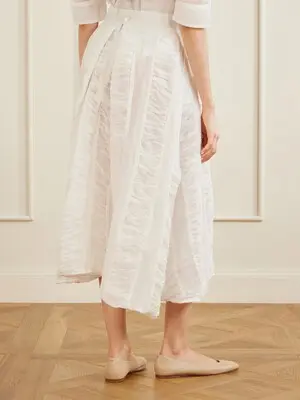 Thierry Colson Ruched Cotton-gauze Midi Skirt