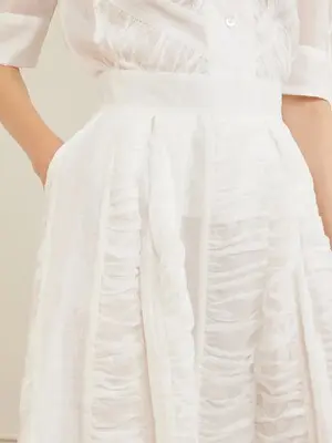 Thierry Colson Ruched Cotton-gauze Midi Skirt