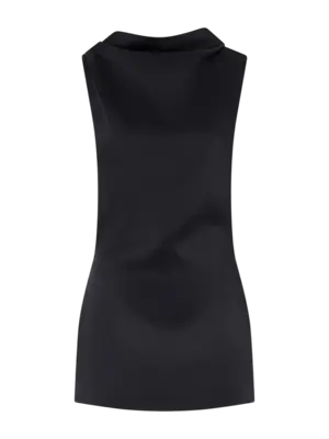 Khaite Astor Crepe Mini Dress With Cowl Neck - Black