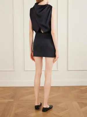 Khaite Astor Crepe Mini Dress With Cowl Neck - Black