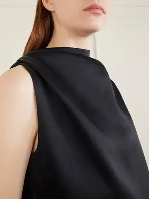 Khaite Astor Crepe Mini Dress With Cowl Neck - Black