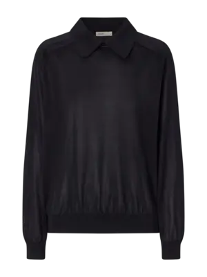 Khaite Alexa Silk-knitted Polo Sweater - Black