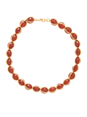 JIL SANDER Gold-tone Agate Beaded Necklace - Red