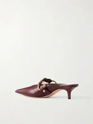 Balenciaga City Embellished Leather Mules - Red