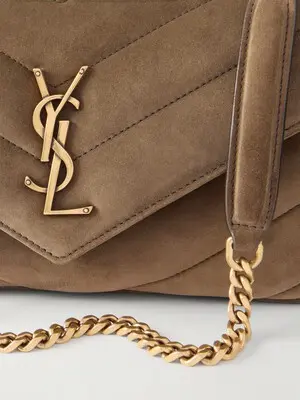 Saint Laurent Small Matelassé Suede Loulou Shoulder Bag - Green