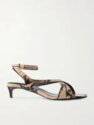 Khaite Liria Python-embossed Leather Sandals - Animal Print