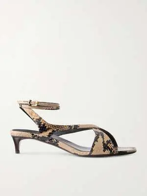 Khaite KHAITE Liria Python-Embossed Leather Sandals Snake Print