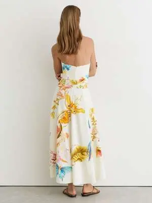 REISS Anisa Bustier Midi Dress With Nybg Print