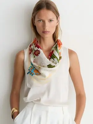 REISS Florie | Nybg Silk Floral-print Square Scarf - Multi