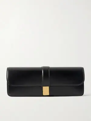 Khaite Leather Clutch With Gold Tone Clasp - Black