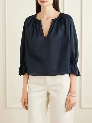 FRAME Poet Cotton Blouse - Blue