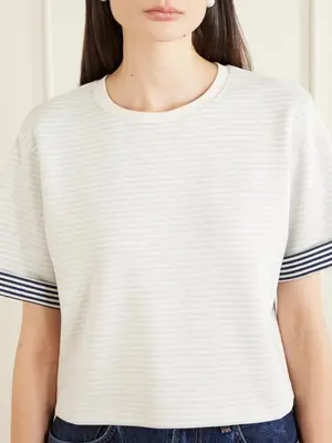 FRAME Striped Cuff Pima Cotton T-shirt