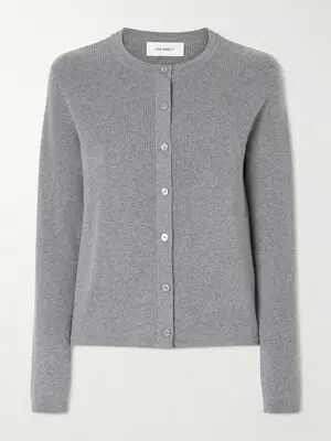 LISA YANG Abeena Ribbed Cotton And Cashmere-blend Cardigan - Gray