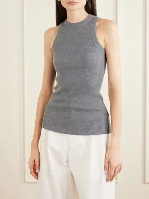 LISA YANG Amya Cotton And Cashmere-blend Ribbed Tank Top - Gray