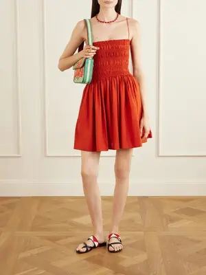 Matteau Shir Organic Cotton-poplin Mini Dress - Red
