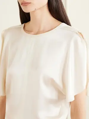 Victoria Beckham Bella Draped Satin Blouse - Neutrals