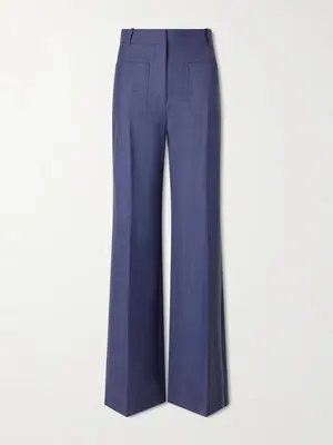 Victoria Beckham Alina Woven Wide-leg Trousers - Blue