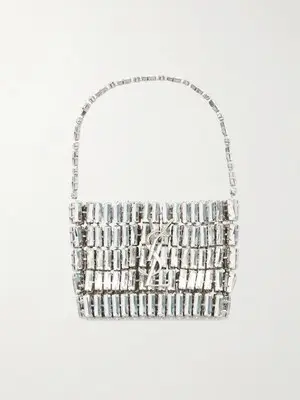 Saint Laurent Evening Micro Crystal-embellished Shoulder Bag - Silver