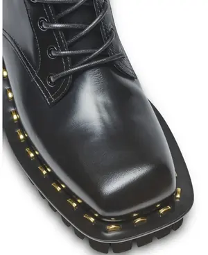 Balmain Glazed Leather Combat Boots