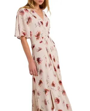 Mint Velvet Floral Print Button-front Midi Dress