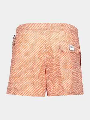 Fedeli Geometric Print Swim Trunks - Orange