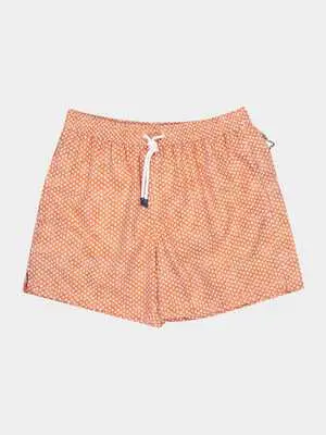Fedeli Geometric Print Swim Trunks - Orange