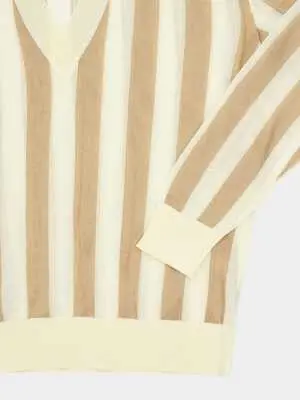 Fendi Pequin Stripe V-neck Jumper - Beige