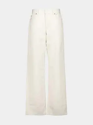 Fendi Wide-leg Denim Jeans With Ff Detail - Beige
