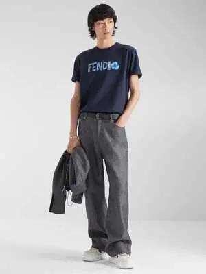 Fendi Navy Cotton Flowers T-shirt
