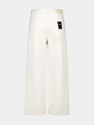 Fendi Straight Cut Denim Jeans With Beige Topstitching