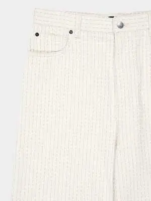 Fendi Straight Cut Denim Jeans With Beige Topstitching