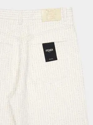 Fendi Straight Cut Denim Jeans With Beige Topstitching