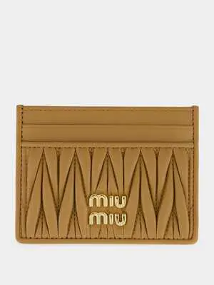 Miu Miu Caramel Matelassé Nappa Leather Card Holder Beige