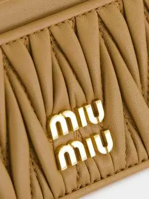 Miu Miu Caramel Matelassé Nappa Leather Card Holder - Beige