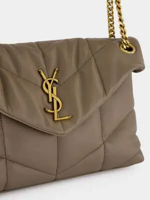 Saint Laurent Loulou Puffer Small Bag - Beige
