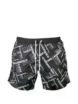 Karl Lagerfeld Logo-print Drawstring Swim Shorts - Black