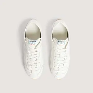 Sandro Light Wave Leather Sneakers - Ecru