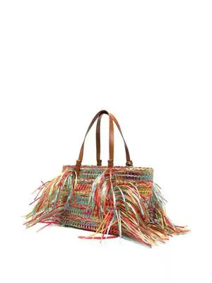 AQUAZZURA Trancoso Woven Tote Bag With Fringe Trim - Red