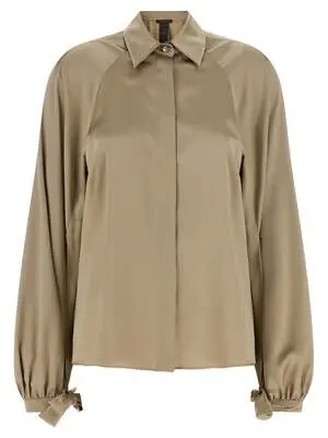 Max Mara Mxealare Pure Silk Heavy Satin Shirt - Cream