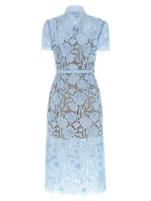 SELF-PORTRAIT Lace Tie Neck Midi Dress