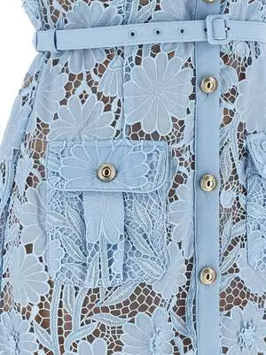 SELF-PORTRAIT Lace Tie Neck Midi Dress