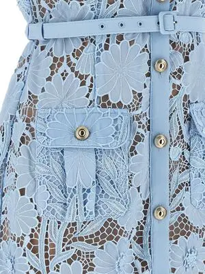 SELF-PORTRAIT Lace Tie Neck Midi Dress