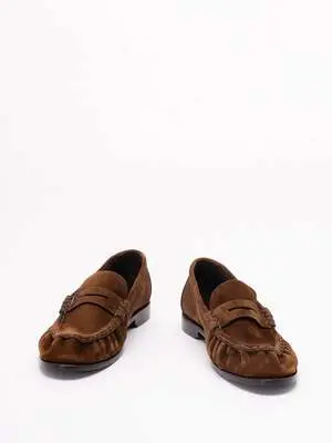 Saint Laurent Le Loafer In Matte Leather With Antiqued Cassandre Logo - Multicolor