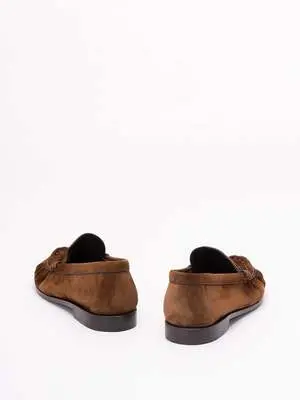 Saint Laurent Le Loafer In Matte Leather With Antiqued Cassandre Logo - Multicolor