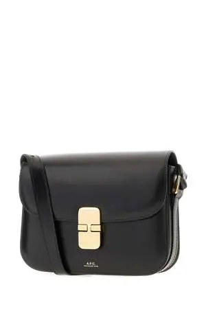 A.p.c. Black Leather Crossbody Bag With Gold Tone Clasp - Multicolor