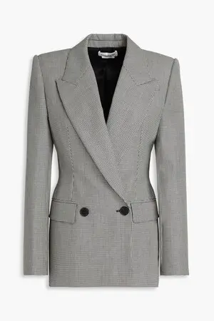 Alexander McQueen Double-breasted Houndstooth Wool Blazer