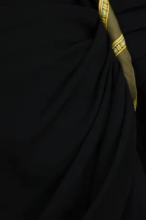 Versace One-shoulder Draped Stretch-crepe Dress With Logo Embellishment