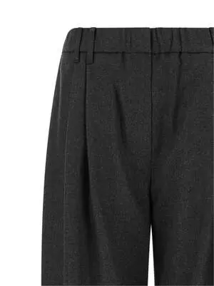Brunello Cucinelli Mélange Wool Double Pleat Trousers - Gray