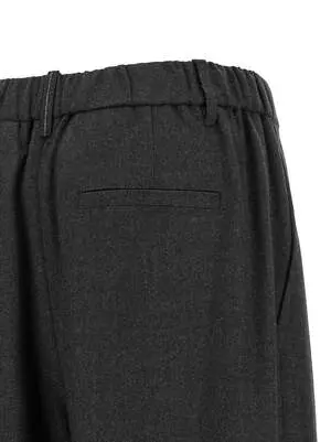Brunello Cucinelli Mélange Wool Double Pleat Trousers - Gray